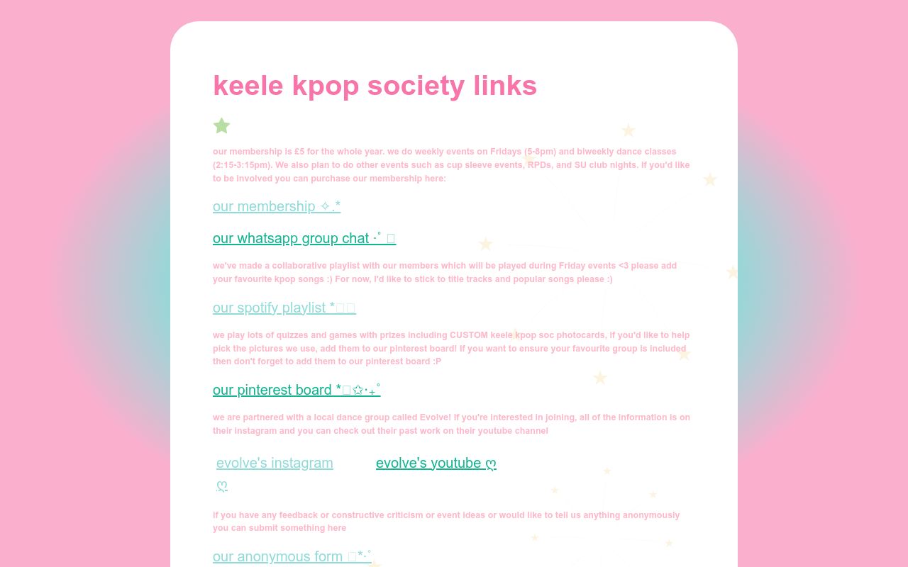 keele kpop soc links